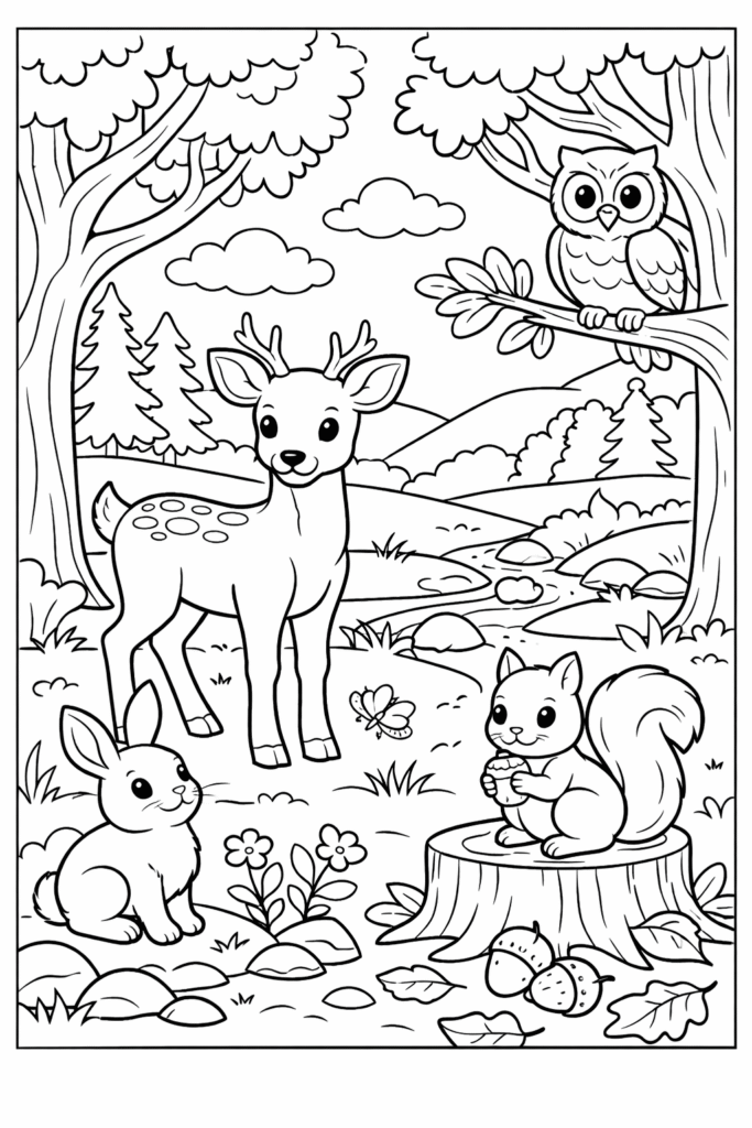 5 Free Forest Animal Coloring Pages Printable – Bring Woodland ...