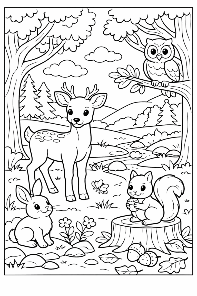 5 Free Forest Animal Coloring Pages Printable – Bring Woodland ...