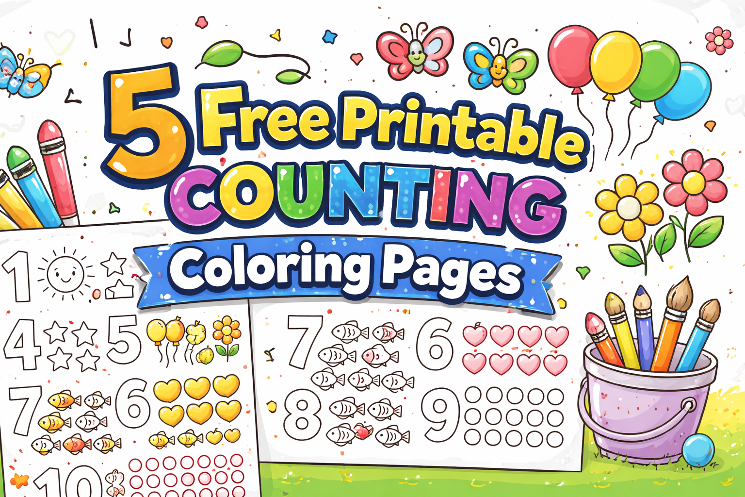 5 Free Printable Counting Coloring Pages: Fun Learning for Kids ...