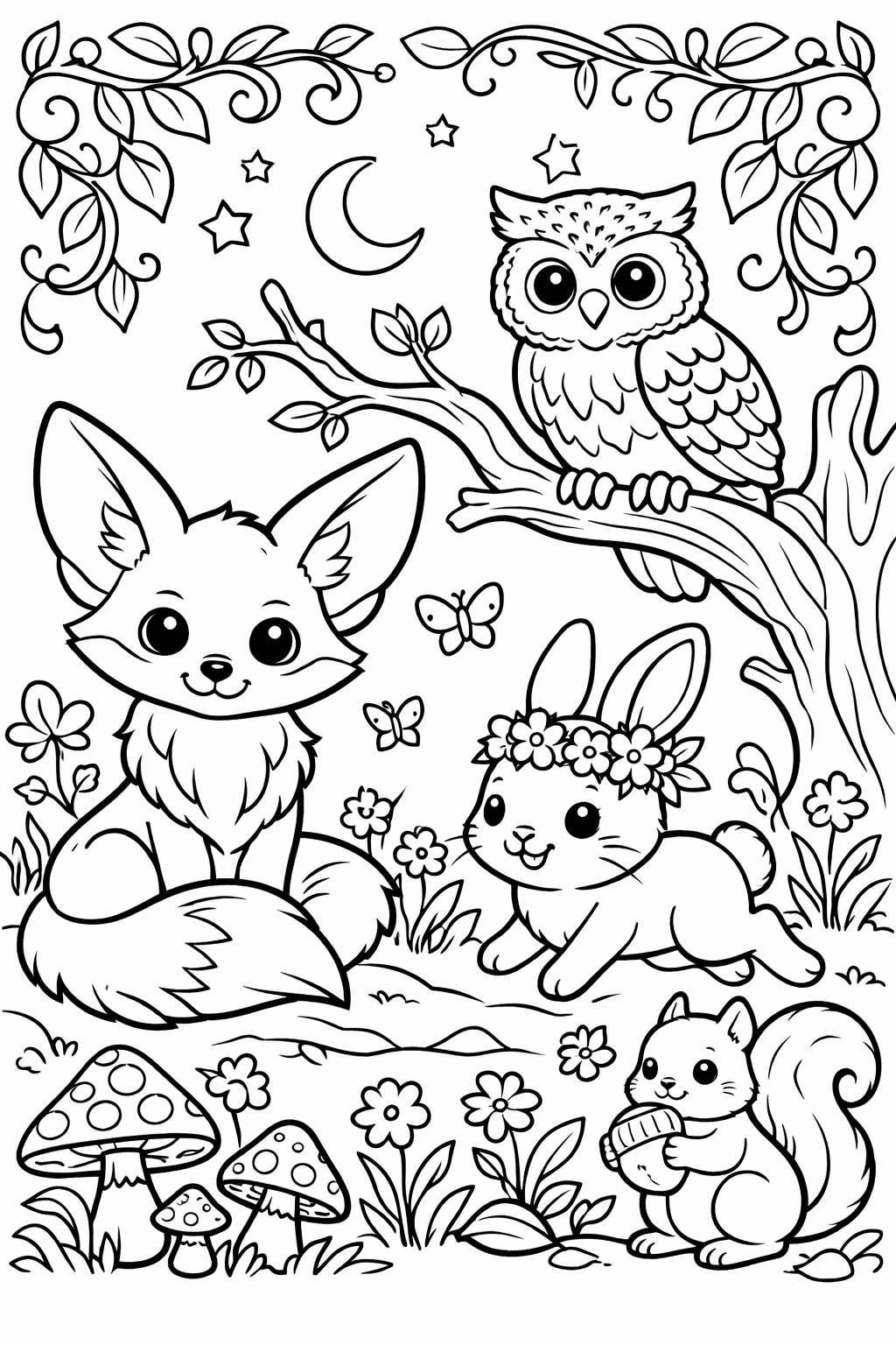 Forest Animal Coloring Pages: 5 Free Printable Designs for Creative Fun ...