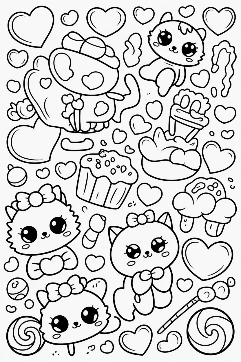 Hello Kitty Coloring Pages Free Printable – 5 Cute Kawaii Coloring ...